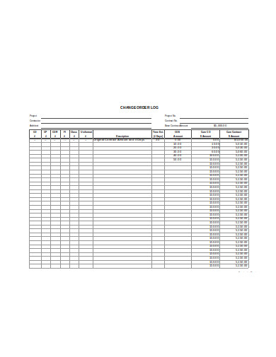 FREE 21+ Change Order Log Templates Google Docs | MS Word | Pages | PDF ...