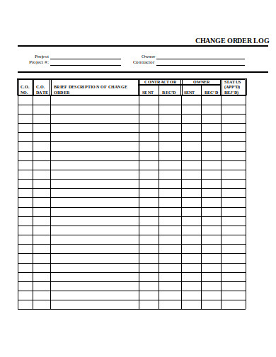 FREE 21+ Change Order Log Templates Google Docs | MS Word | Pages | PDF ...