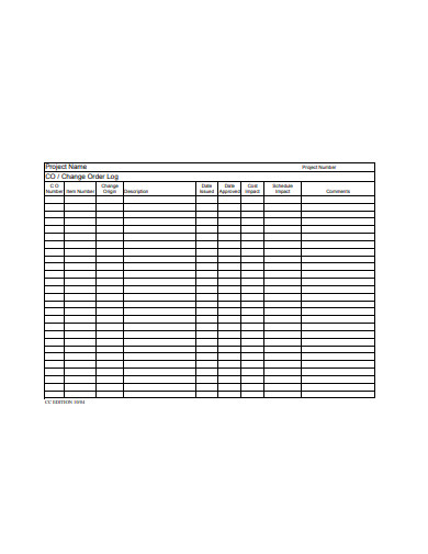 FREE 21 Change Order Log Templates Google Docs MS Word Pages PDF 
