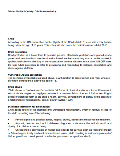 5+ Charity Child Protection Policy Templates in DOC | PDF