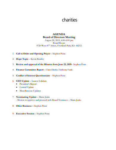 10+ Charity Meeting Agenda Templates in PDF