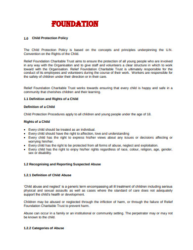 5+ Charity Child Protection Policy Templates in DOC | PDF