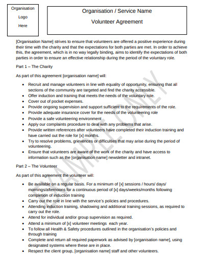 11+ Charity Volunteer Agreement Templates in PDF