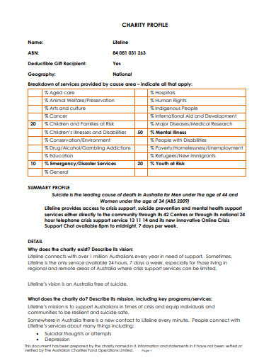 8+ Charity Profile Templates in PDF | DOC