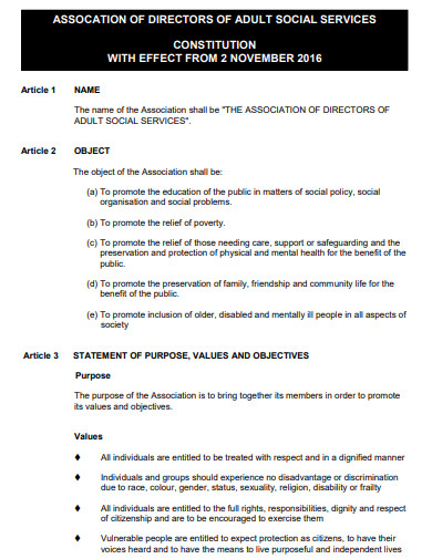 8+ Charity Constitution Templates in PDF | DOC