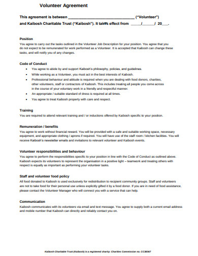 11+ Charity Volunteer Agreement Templates in PDF