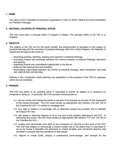 8+ Charity Constitution Templates in PDF | DOC