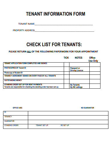 19+ Tenant Information Form Templates in PDF | DOC