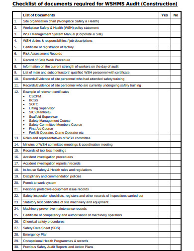 10+ Health and Safety Audit Checklist Templates in DOC | PDF
