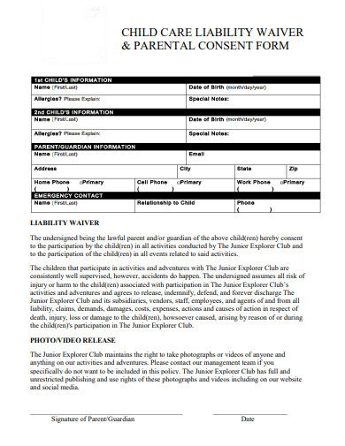 9+ Childcare Liability Waiver Templates in PDF | DOC