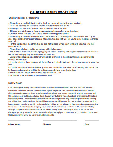 9+ Childcare Liability Waiver Templates in PDF | DOC