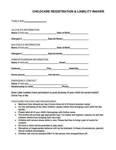 9+ Childcare Liability Waiver Templates in PDF | DOC