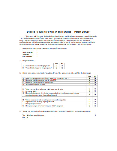 20+ Parent Survey Templates in Google Docs | Word | Pages | PDF