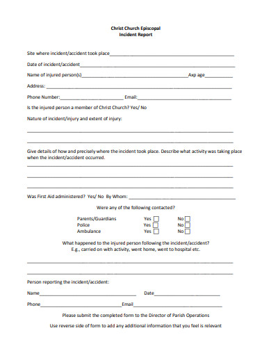 10+ Church Incident Report Templates in PDF | DOC