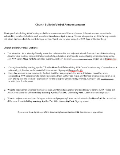 10 Church Announcement Templates In PDF DOC