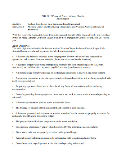 8+ Church Audit Report Templates in PDF | DOC