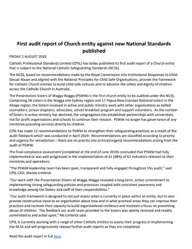 8+ Church Audit Report Templates in PDF | DOC