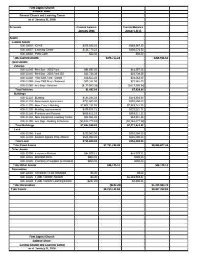 10+ Church Balance Sheet Templates in PDF | DOC