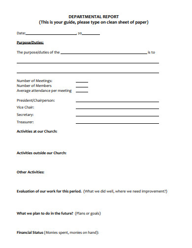 8 Church Departmental Report Templates In PDF