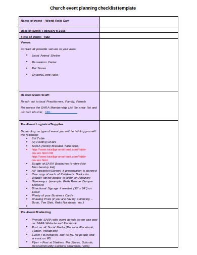 6+ Church Event Planning Checklist Templates in DOC | PDF