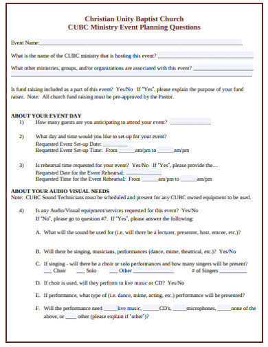 11+ Church Event Planning Templates in PDF | DOC