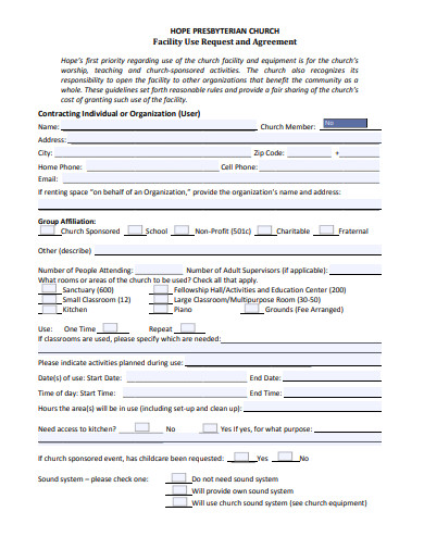 11+ Church Facility Use Agreement Templates in DOC | PDF