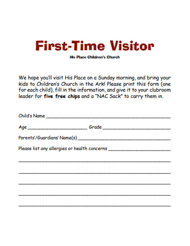 7+ Church Visitors Form Templates in PDF | DOC