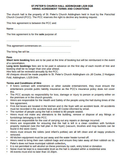 10+ Church Hall Hire Agreement Templates in PDF | DOC