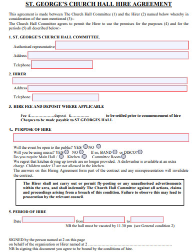 10+ Church Hall Hire Agreement Templates in PDF | DOC