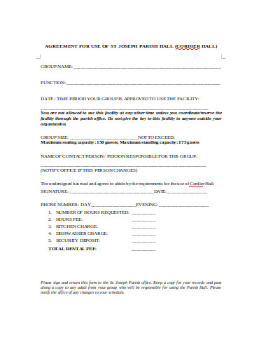 10+ Church Hall Rental Agreement Templates in PDF | DOC