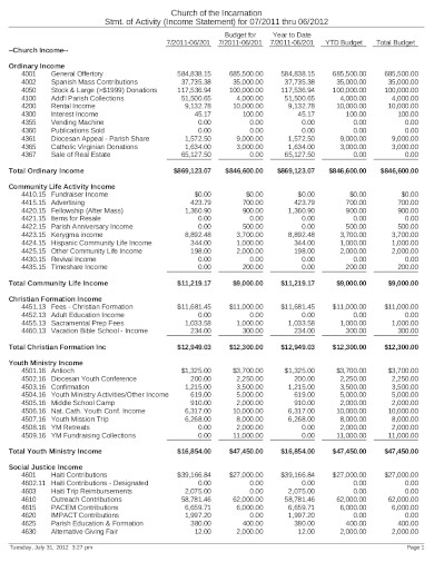 10+ Church Income Statement Templates in PDF