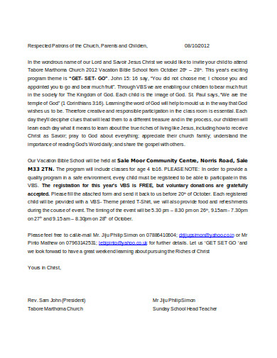 Free 27+ Church Invitation Letter Templates in DOC, PDF