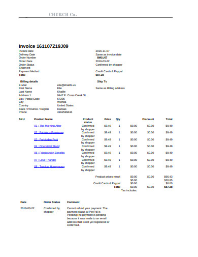 10+ Church Invoice Templates in Google Docs | Google Sheets | Excel ...