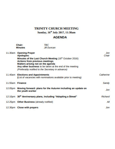10+ Church Meeting Agenda Templates in PDF | DOC