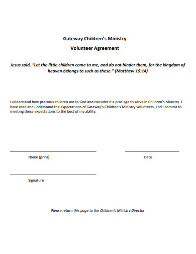 10+ Church Volunteer Agreement Templates in PDF | DOC