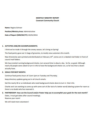 12+ Church Ministry Report Templates in PDF | DOC