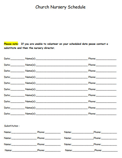 10+ Church Nursery Schedule Templates in PDF | DOC