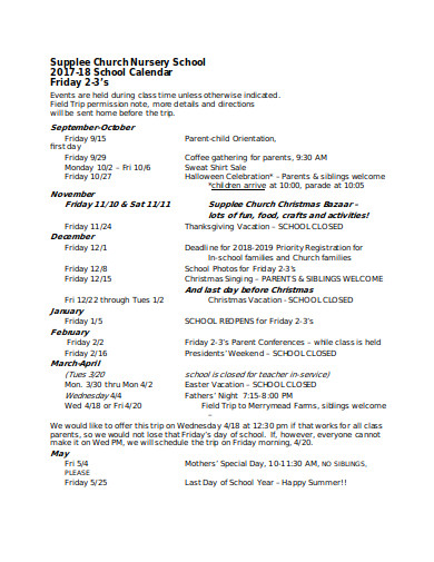 10+ Church Nursery Schedule Templates in PDF | DOC