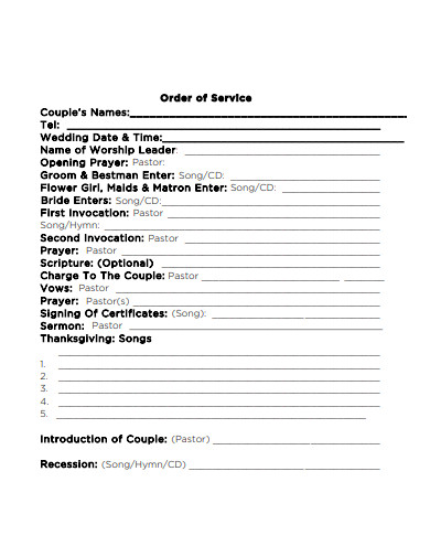 Sample Order Of Service For Church CHURCHGISTS COM