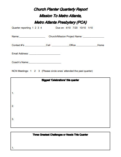 10+ Church Quarterly Report Templates in DOC | PDF