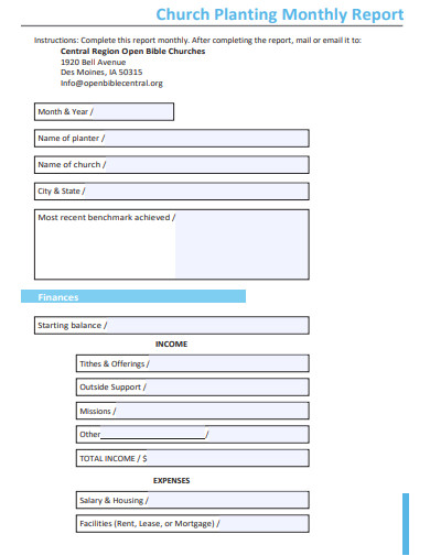 11+ Church Monthly Report Templates in PDF | DOC