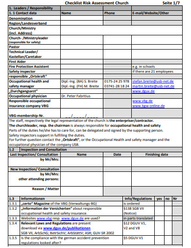 10+ Church Risk Assessment Templates in PDF | DOC