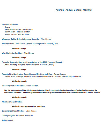 6+ Church Staff Meeting Agenda Templates in PDF