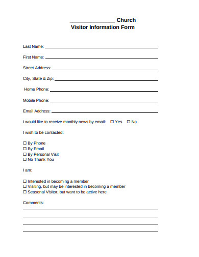 7+ Church Visitors Form Templates in PDF | DOC
