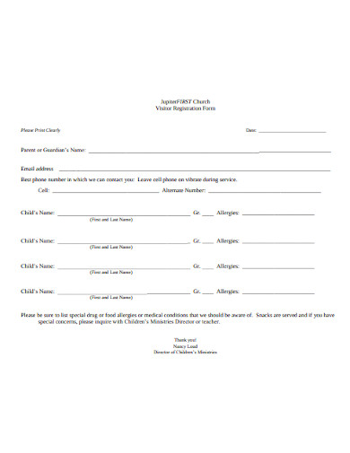 7+ Church Visitors Form Templates in PDF | DOC