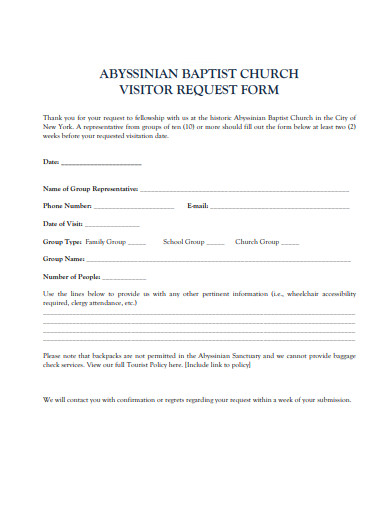 7+ Church Visitors Form Templates in PDF | DOC