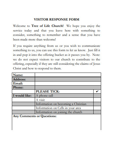 7+ Church Visitors Form Templates in PDF | DOC