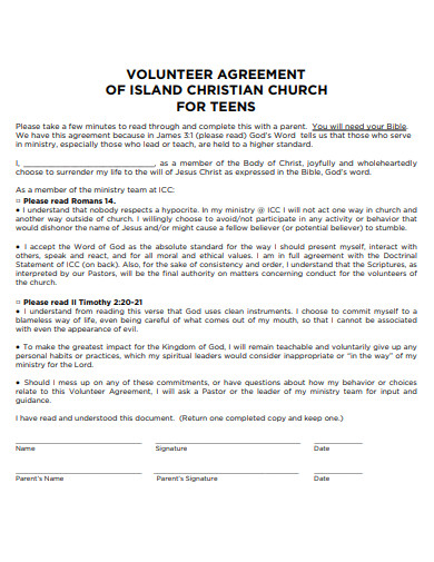 10+ Church Volunteer Agreement Templates in PDF | DOC
