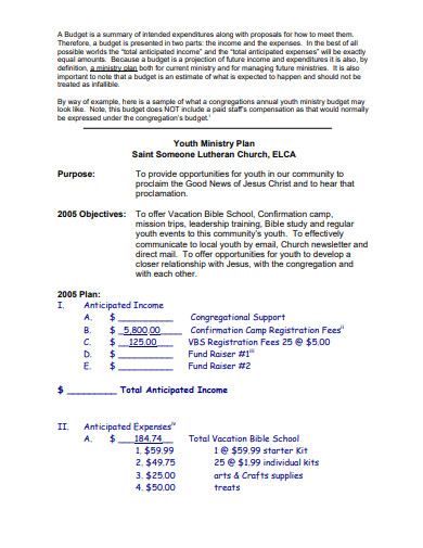 5+ Church Youth Budget Templates in PDF | DOC