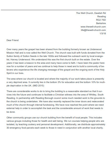 9+ Church Fundraising Letter Templates in PDF | DOC